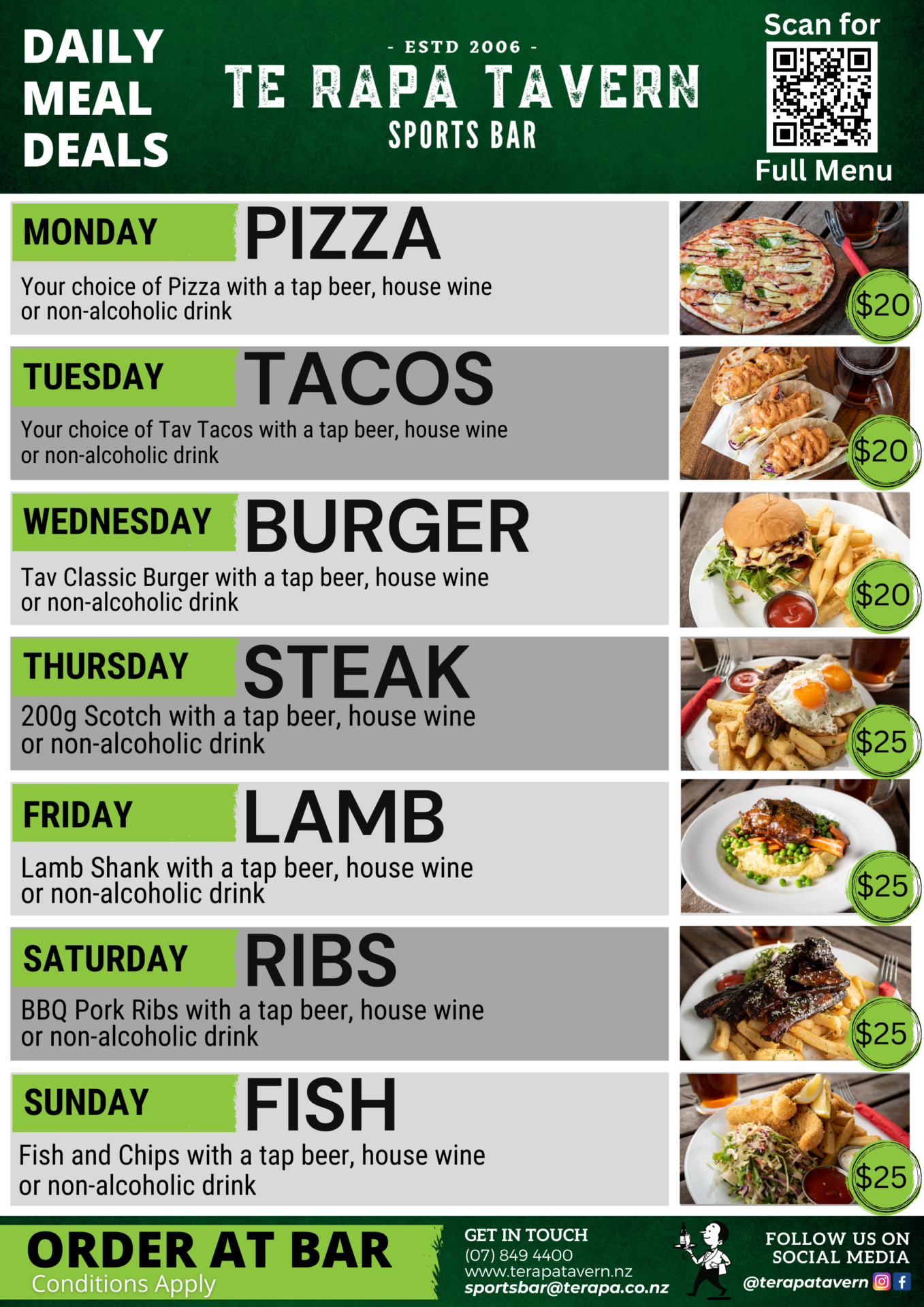 All Menus – Te Rapa Tavern Sports Bar